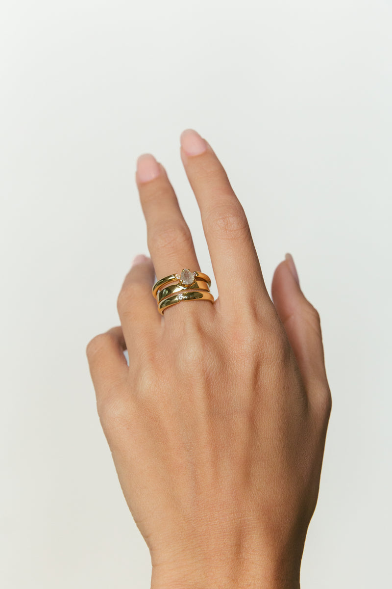 Tube Ring with Diamonds, Solid 14k Gold – Modern Myth